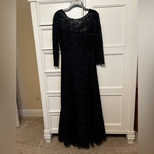 Tahari ASL | Dresses | Elegant Navy Lace Formal Evening Gown Mother Of ...